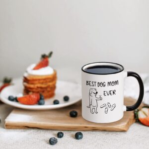 Maustic Dog Mom Gifts for Women, Best Dog Mom Ever Mug, Dog Mom Mothers Day Christmas Birthday Gifts, Best Dog Mom Gifts, Dog Lovers Gifts for Women, Funny Dog Mom Mug Cup Ceramic 11 Oz