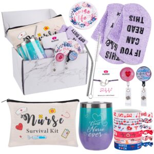 kolewo4ever 13pcs nurse appreciation gift sets nurse gift box for women, nurse practitioner gifts,nurse graduation gift,nurse week gift rg gift - wine tumbler gift set for nurse