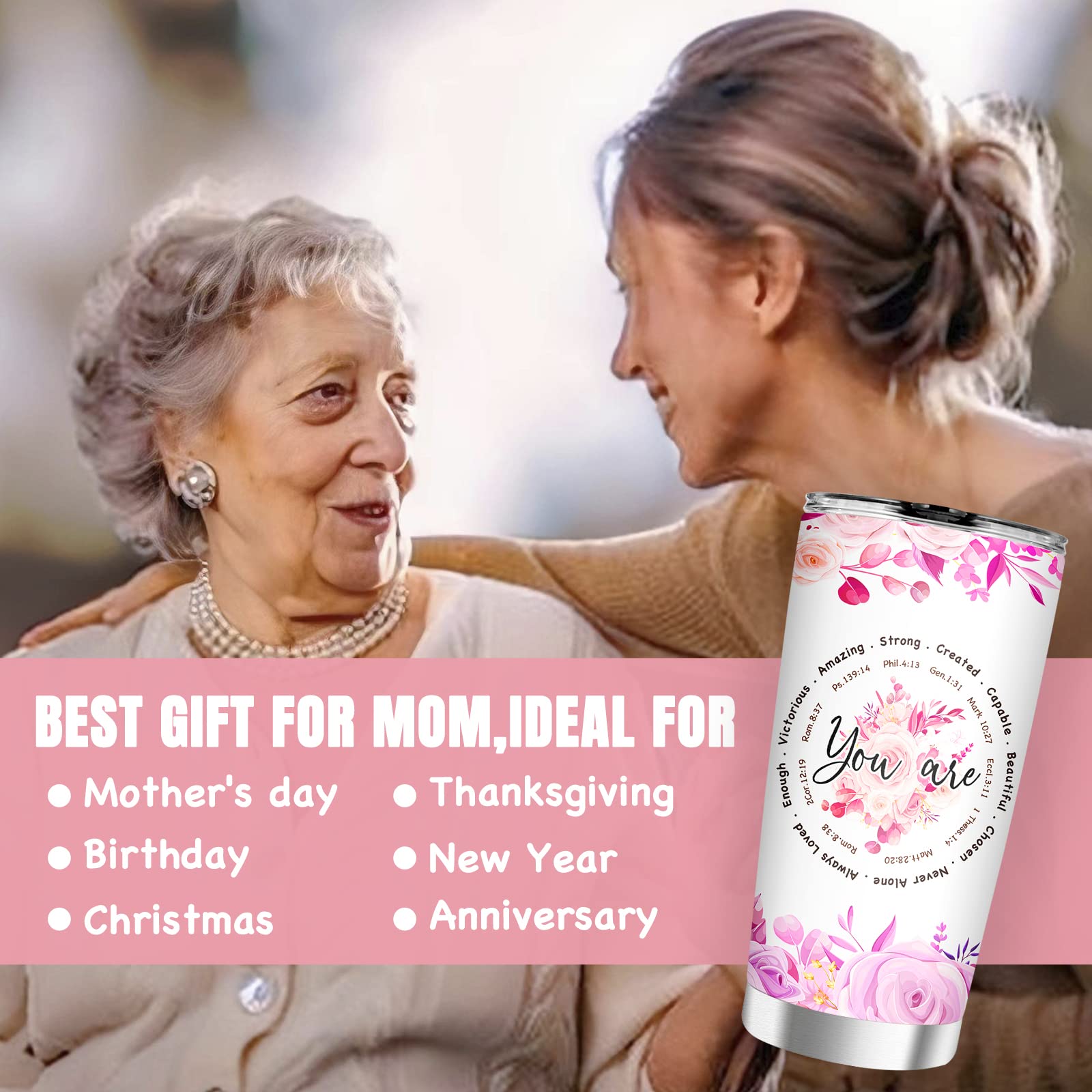 WNNNS Gifts for Mom - Stainless Steel Tumbler 20oz Gift For Women - Birthday Mother's Day Gifts for Women Mom Wife Grandma Nana & Mothers Day Gifts From Daughter Son - Christmas Gifts For Mom From Kid