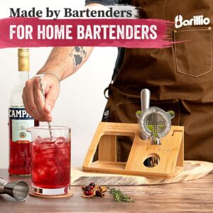 20 Oz Crystal Cocktail Mixing Glass Set with Bamboo Stand by Barillio | Seamless Mixing Pitcher for Stirred Cocktail with Thick Weighted Bottom