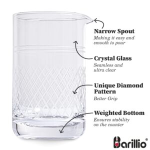 20 Oz Crystal Cocktail Mixing Glass Set with Bamboo Stand by Barillio | Seamless Mixing Pitcher for Stirred Cocktail with Thick Weighted Bottom