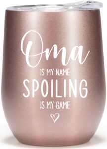 rock & llama oma gifts for grandma 12oz tumbler wine glass best oma ever cup funny grandma travel mug oma and opa birthday gift from grandchildren