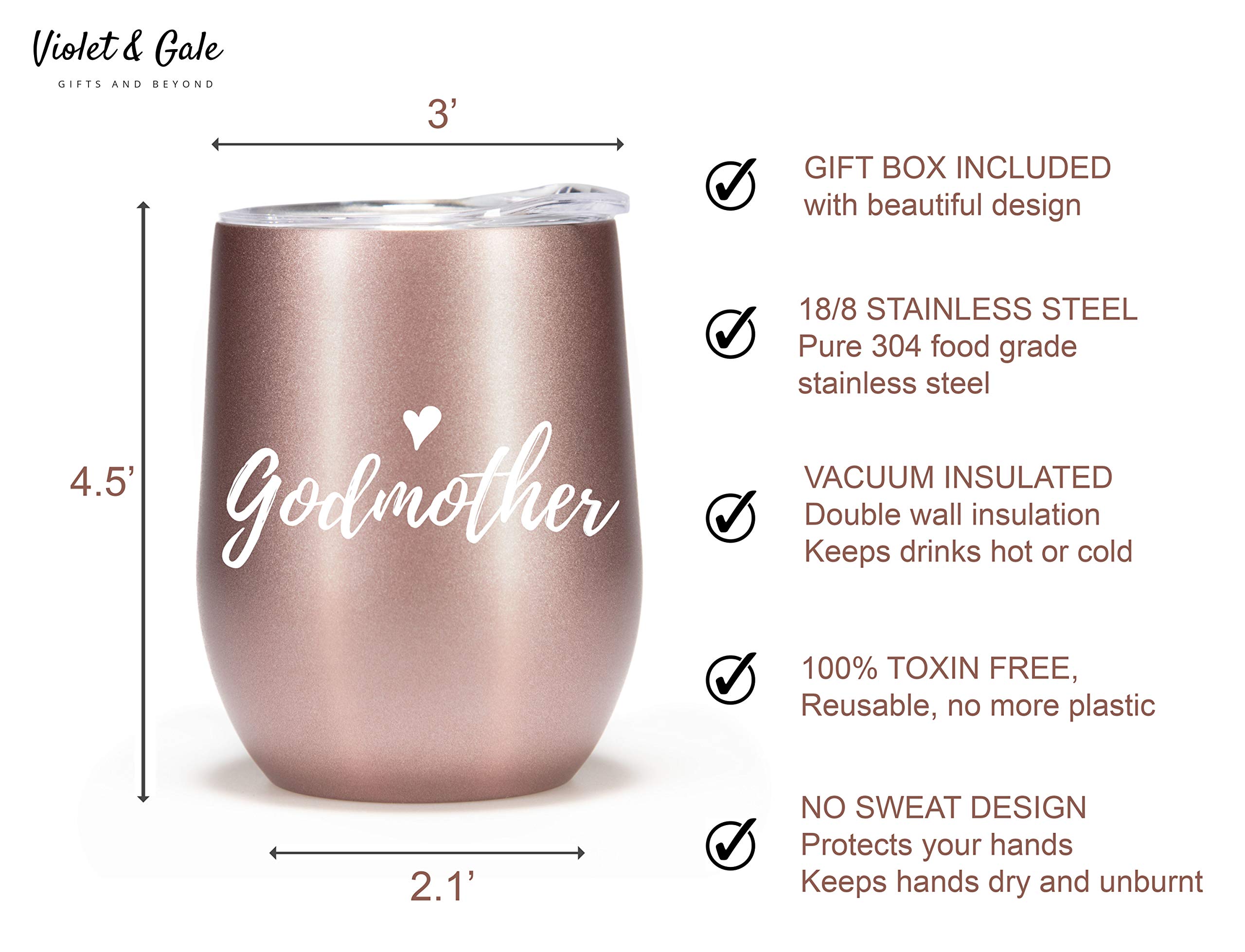 Violet and Gale Lovely Godmother Gifts From Godchild 12oz Wine Glass Tumbler Godparent Proposal Gift Keepsak Coffee Mug