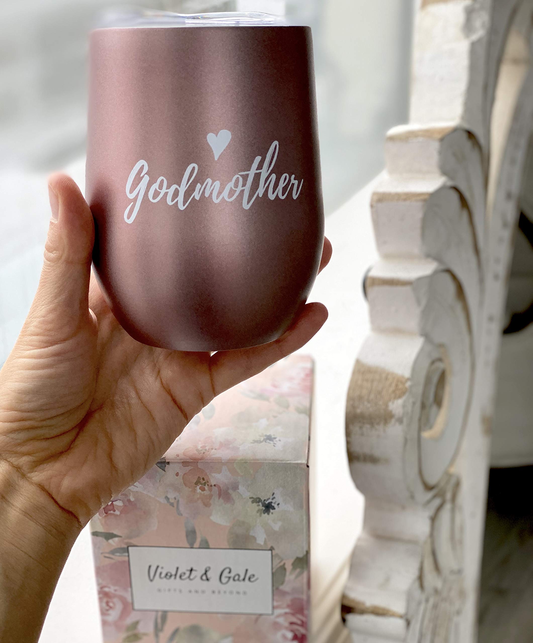 Violet and Gale Lovely Godmother Gifts From Godchild 12oz Wine Glass Tumbler Godparent Proposal Gift Keepsak Coffee Mug