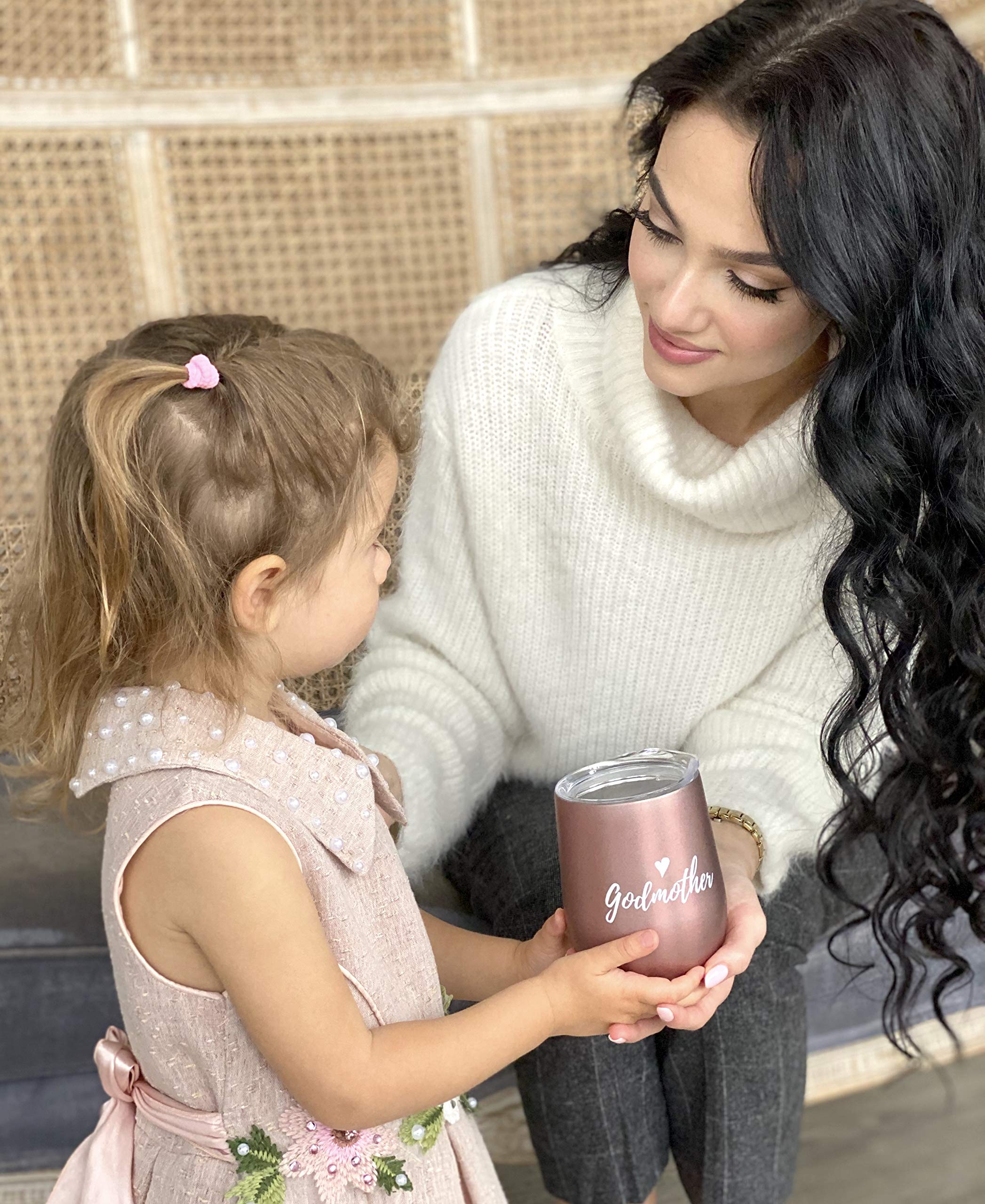 Violet and Gale Lovely Godmother Gifts From Godchild 12oz Wine Glass Tumbler Godparent Proposal Gift Keepsak Coffee Mug