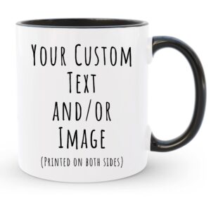 homebee personalized coffee mug | custom photo text or logo ceramic mug | customized 11 oz tea cup – unique gift for men & women | taza personalizadas design with picture and words | white – black