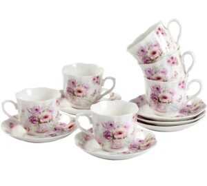 guangyang （tiny size）fine porcelain mini espresso turkish cups and saucers set, 2 ounces or 80cc,in gift box