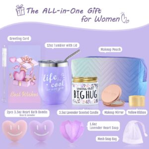 Panspace Happy Birthday Gifts for Women, Unique Gifts for Her Best Friend Mom Sister Wife, Spa Gift Basket Boxes for Women with Wine Tumbler, Pampering Gifts Birthday Gift Ideas for Women