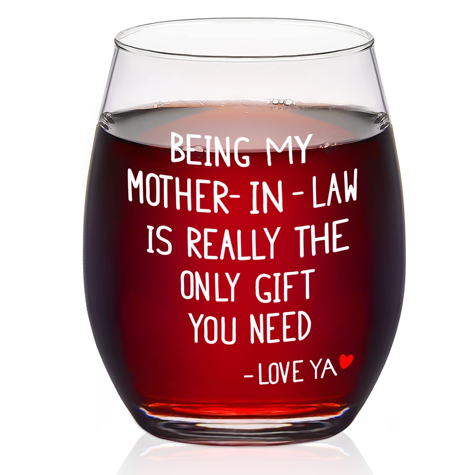 Futtumy Mother in Law Gifts, Mother-in-Law Stemless Wine Glass 15oz, Mother’s Day Gift Birthday Gift Christmas Gift for Mother in Law from Daughter in Law Son in Law