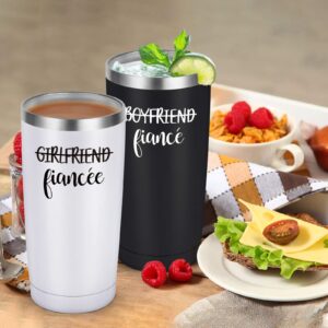 Engagement Gifts for Couples, Boyfriend and Girlfriend Travel Tumbler Set, Engaged Anniversary Ideas for Couples Fiance Fiancee Her Him Women Friend, 20oz Stainless Steel Insulated Tumbler with Lid