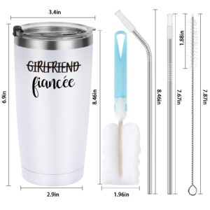 Engagement Gifts for Couples, Boyfriend and Girlfriend Travel Tumbler Set, Engaged Anniversary Ideas for Couples Fiance Fiancee Her Him Women Friend, 20oz Stainless Steel Insulated Tumbler with Lid