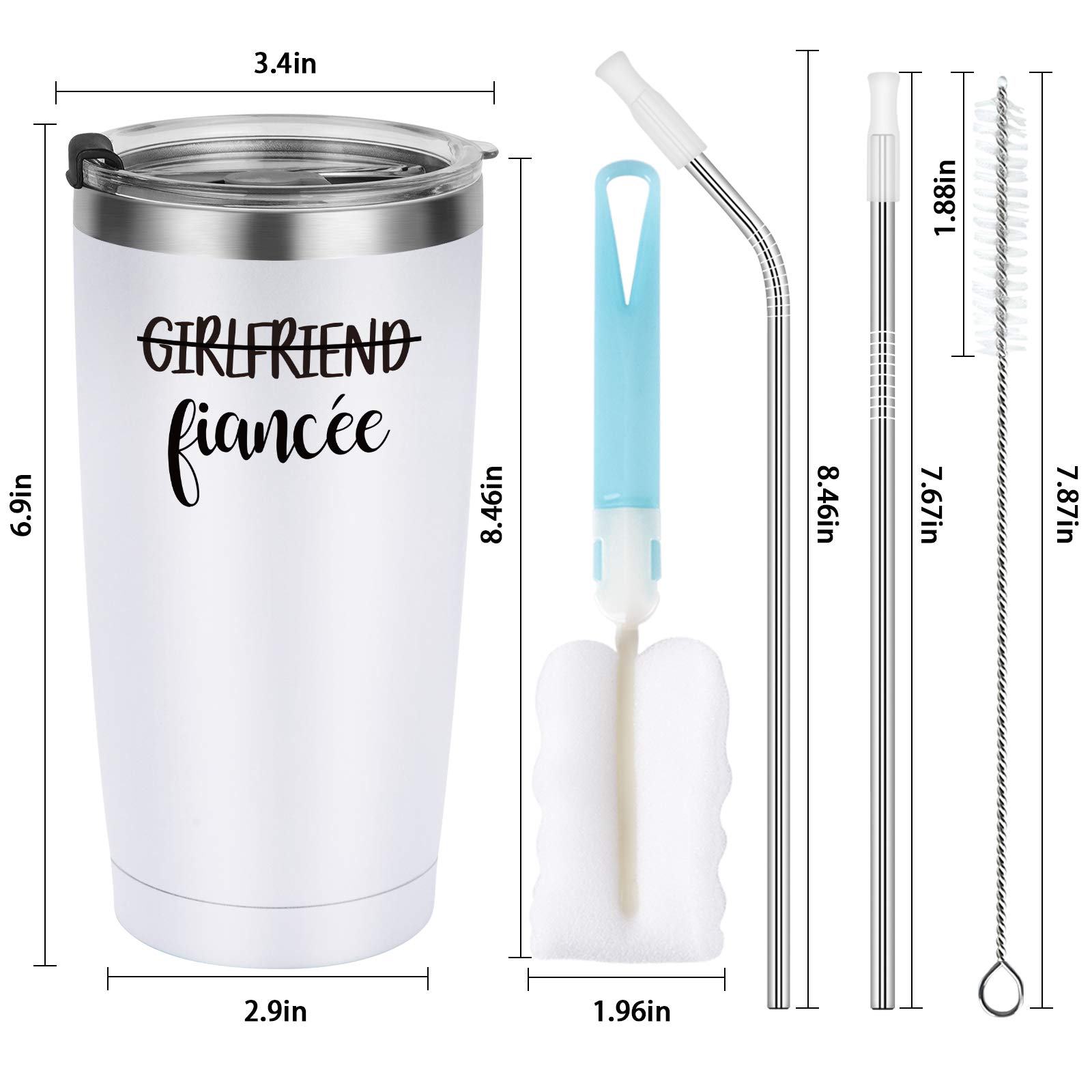 Engagement Gifts for Couples, Boyfriend and Girlfriend Travel Tumbler Set, Engaged Anniversary Ideas for Couples Fiance Fiancee Her Him Women Friend, 20oz Stainless Steel Insulated Tumbler with Lid