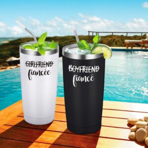 Engagement Gifts for Couples, Boyfriend and Girlfriend Travel Tumbler Set, Engaged Anniversary Ideas for Couples Fiance Fiancee Her Him Women Friend, 20oz Stainless Steel Insulated Tumbler with Lid