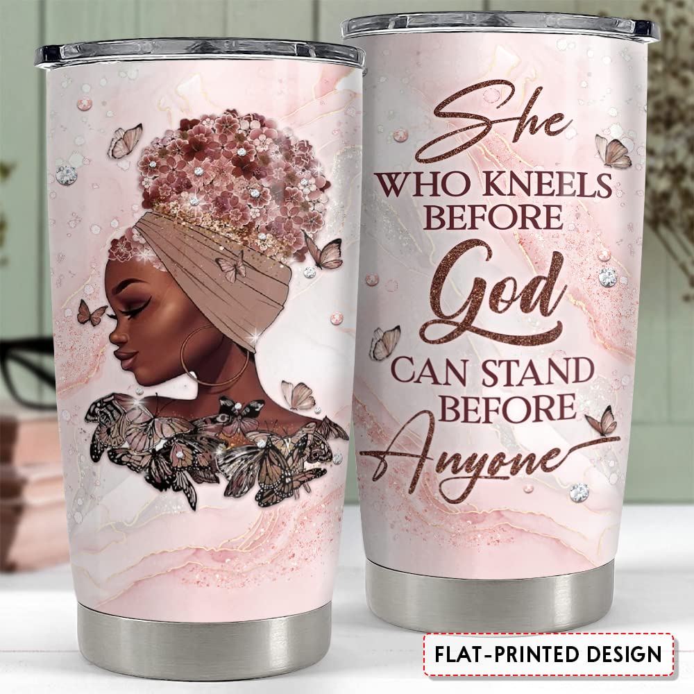 SANDJEST Black Queen Tumbler Faith Black Women Bible 20oz Tumblers with Lid Gift for African American Afro Black Girl Encouragement Birthday Women Day