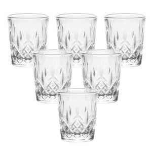 enindel 3021.01 carved patterns shot glasses, 1.7 oz, set of 6, clear, jy001