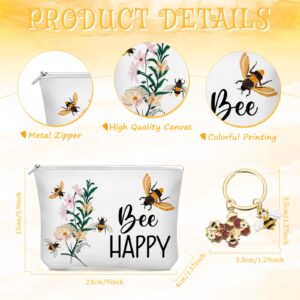 Sieral 3 Pcs Tumbler Cup Appreciation Gift Set Stainless Steel Tumbler Cup Cosmetic Bag Keychain Thank You Gift Graduation Gifts for Women Daughter Teacher Friends (Bee)