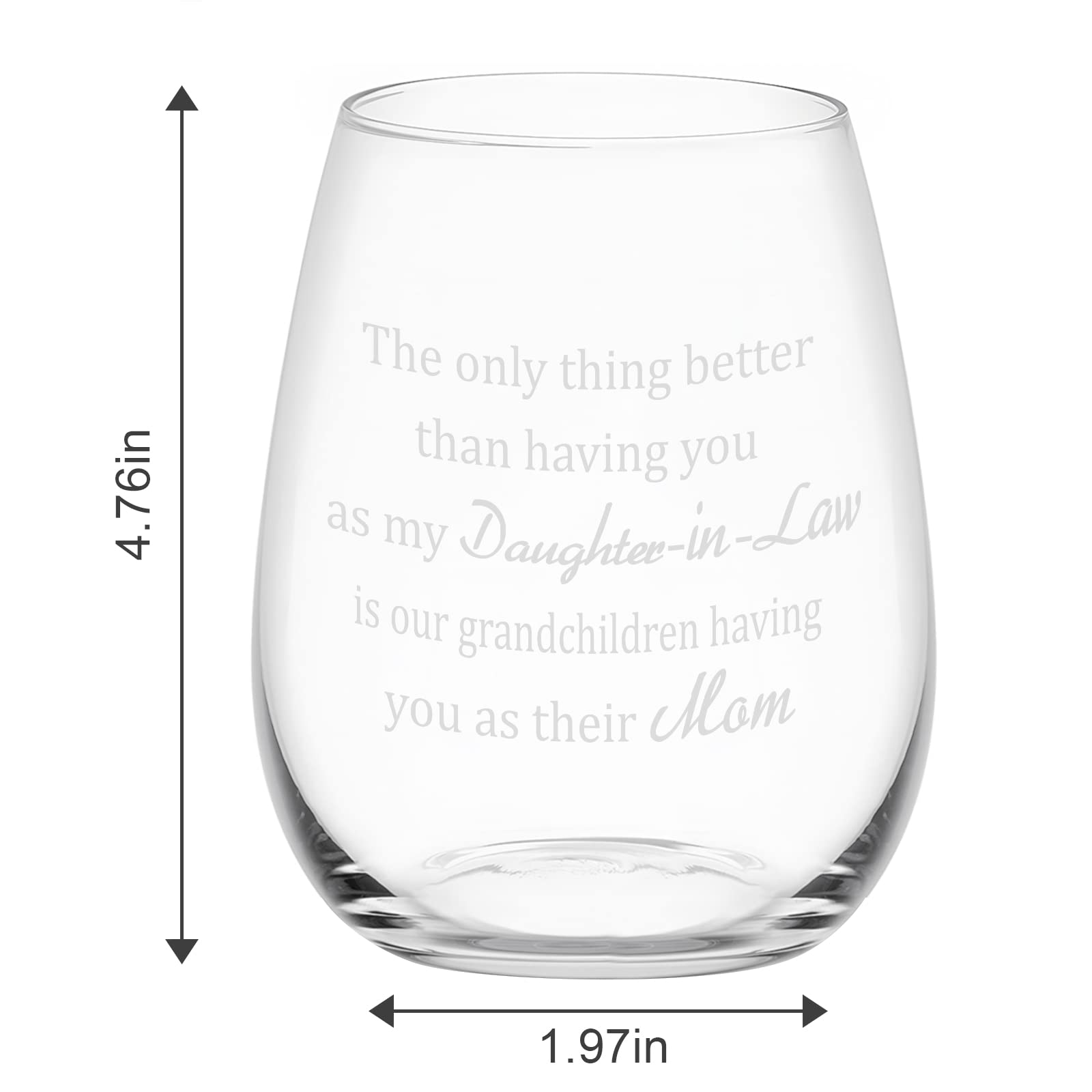 DAZLUTE Funny Daughter-in-Law Gifts, Daughter-in-Law Stemless Wine Glass, Mother’s Day Birthday Christmas Gifts for Daughter-in-Law, Mom, Women from Mother-in-Law Father-in-Law, 15 Oz