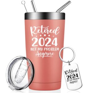 fufandi retired 2024 not my problem anymore - retirement gifts for women 2024 - funny 2024 retirement gifts for women, coworkers, teacher, nurse, doctor, mom - retirement tumbler