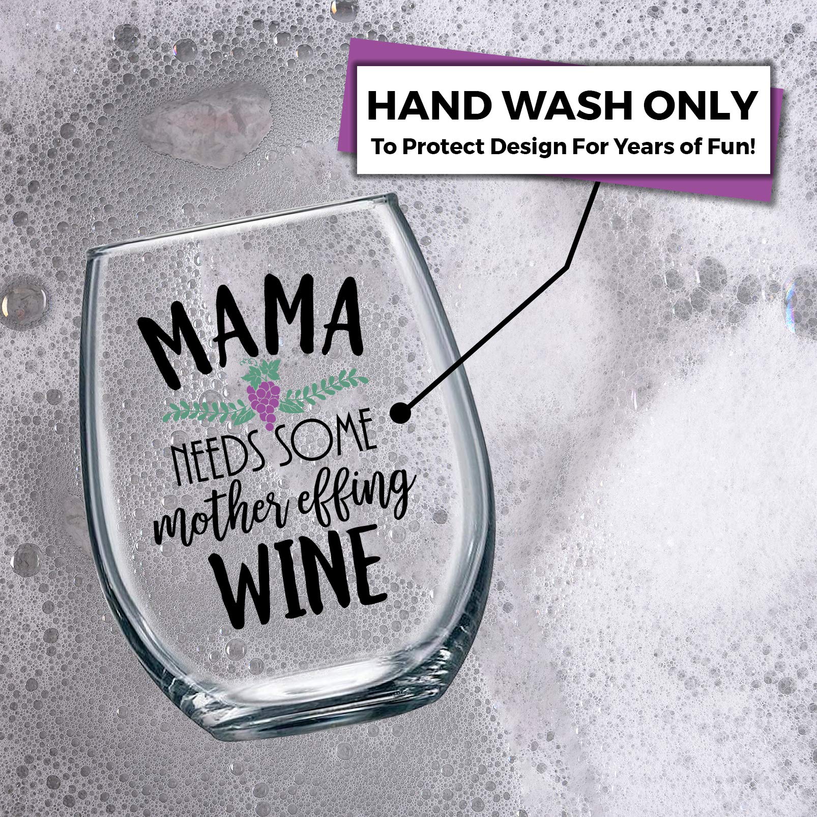 Funny Mom Wine Glass - Mama Needs Some Mother Effing Wine - Cute Wine Glass For Women - Stemless