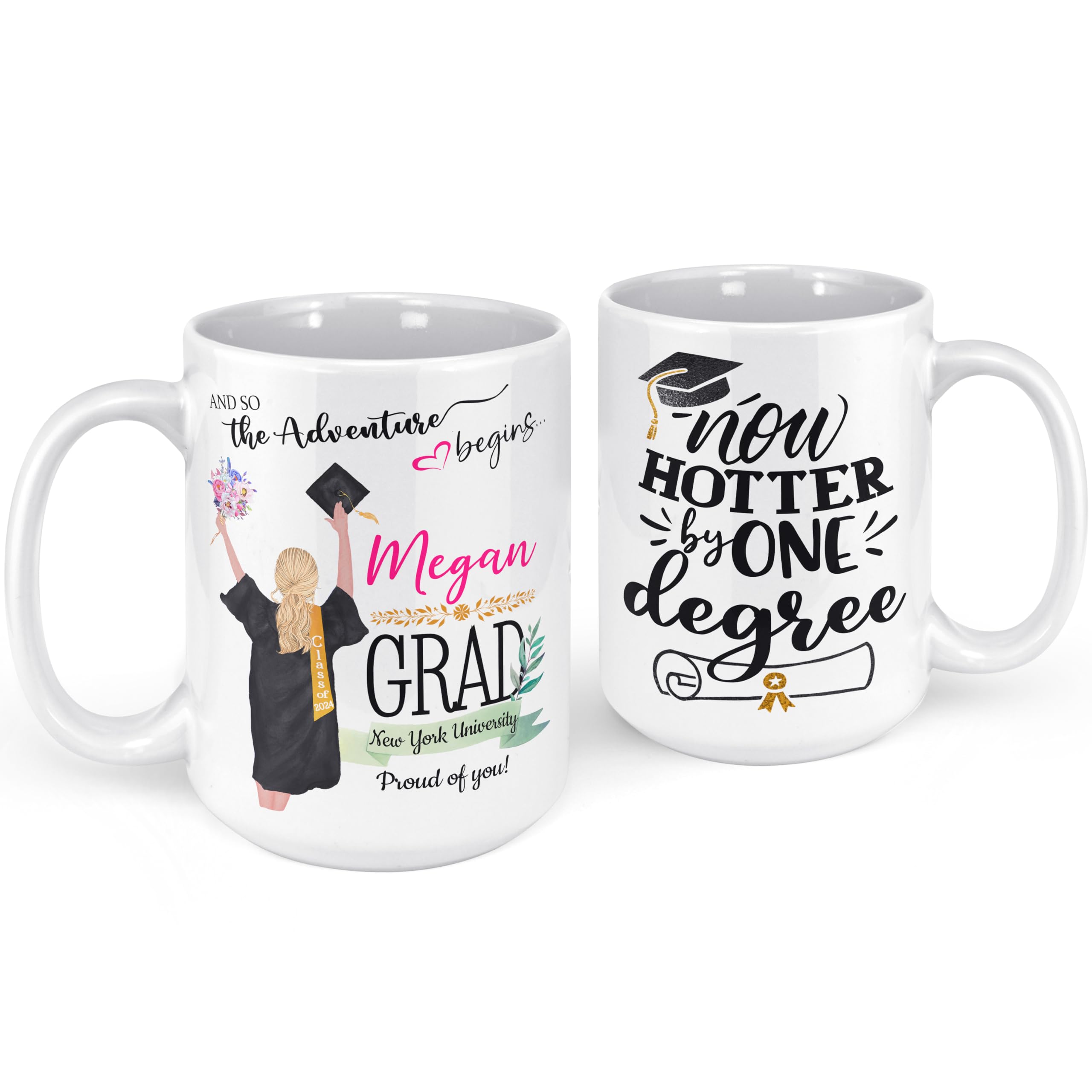 Personalized Graduation Gifts for Her, Custom Graduation Gift for Women, College Graduation Gifts, Masters, Phd, High School Graduation Gifts, Class of 2024 Graduation Coffee Mug 11-15 oz