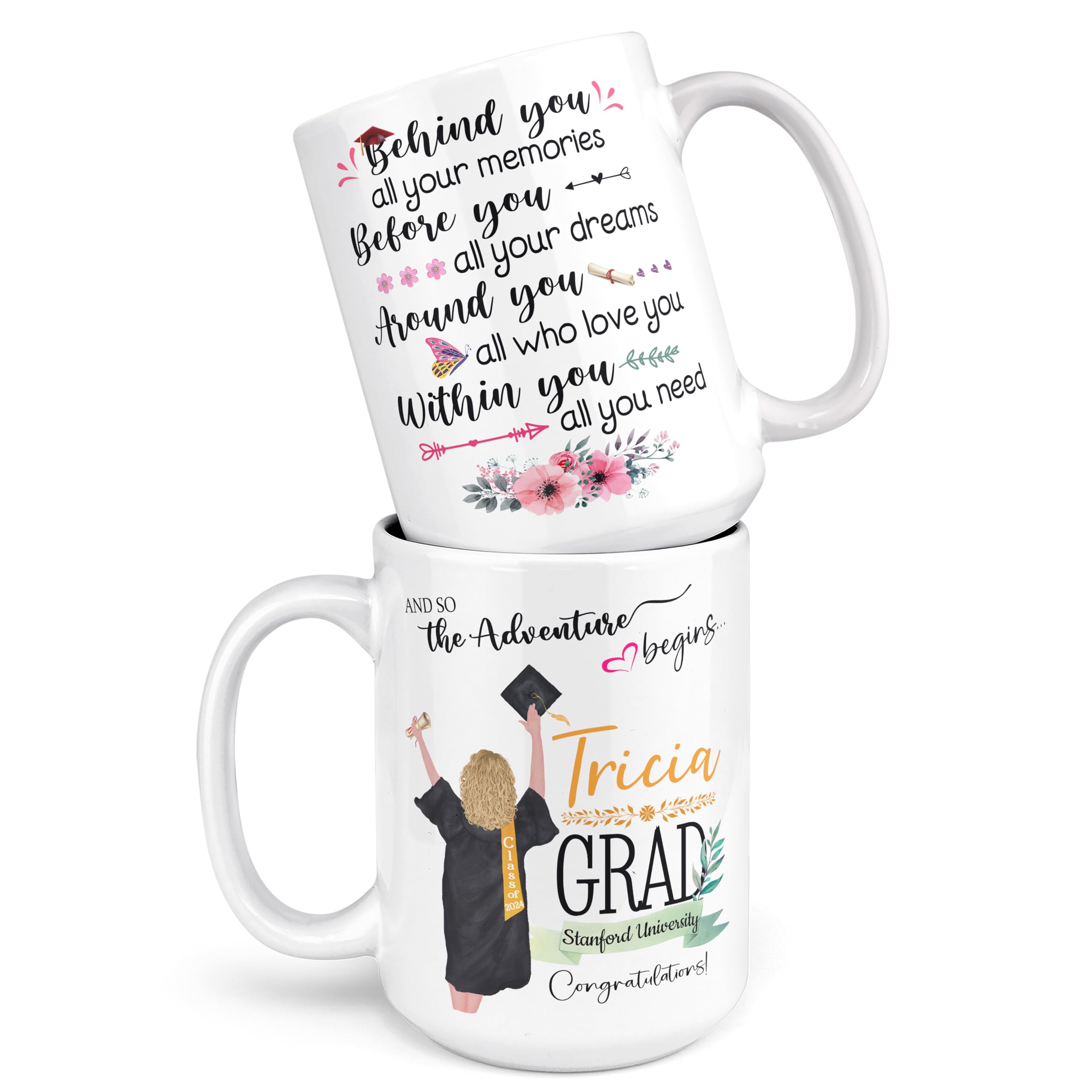 Personalized Graduation Gifts for Her, Custom Graduation Gift for Women, College Graduation Gifts, Masters, Phd, High School Graduation Gifts, Class of 2024 Graduation Coffee Mug 11-15 oz