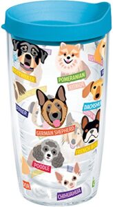 tervis flat art dogs made in usa double walled insulated tumbler travel cup keeps drinks cold & hot, 16oz, classic