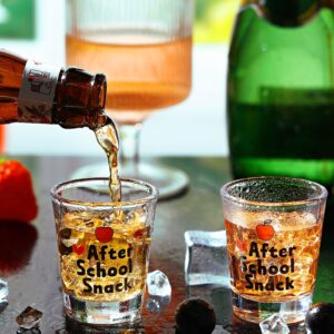 CHENGU 2 Pieces Teacher Appreciation Gifts 2 oz Teacher Small Shot Glass Funny Wine Glass Gift for Preschool Elementary High School Teacher Professor Supplies