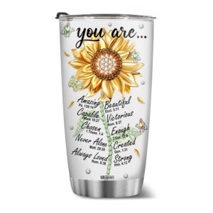 bechusky christian gifts for women tumbler, birthday gift for women, unique christian tumbler, religious gifts for women, inspirational gifts for women, bible verse sunflower faith girl mom 20oz