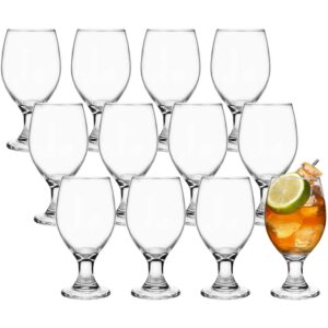 Bekith 12 Pack Goblet Party Glasses, 13-Ounce Classic Beverage Glass Juice Glasses, Clear