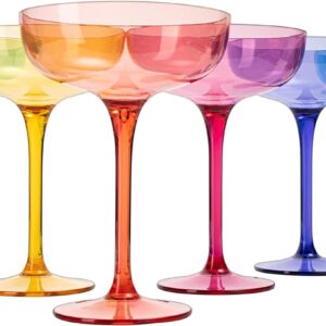 Plastic Acrylic Shatterproof Martini, Margarita, Champagne & Cocktail Unbreakable Glasses, Large Coupe Glasses 15oz, 6 Set, Tritan European Design Drinkware, BPA-free,Reusable, Pool, Indoor & Outdoor