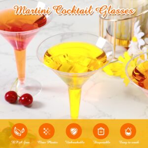 Clear Plastic Martini Glasses 8 oz Disposable Martini Cocktail Glasses Plastic Martini Cup Martini Party Glasses Stackable Stemmed Disposable Glasses for Wine Champagne Outdoor Wedding Picnic (32 Pcs)