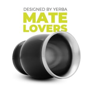 BALIBETOV Mate - Original Yerba Mate Cup, Yerba Mate Gourd with 2 Bombilla Mate - Complete Yerba Mate Set Kit includes Mate Cup and Bombilla Set, Yerba Mate Kit Set with Yerba Mate Tea Straw (Black)