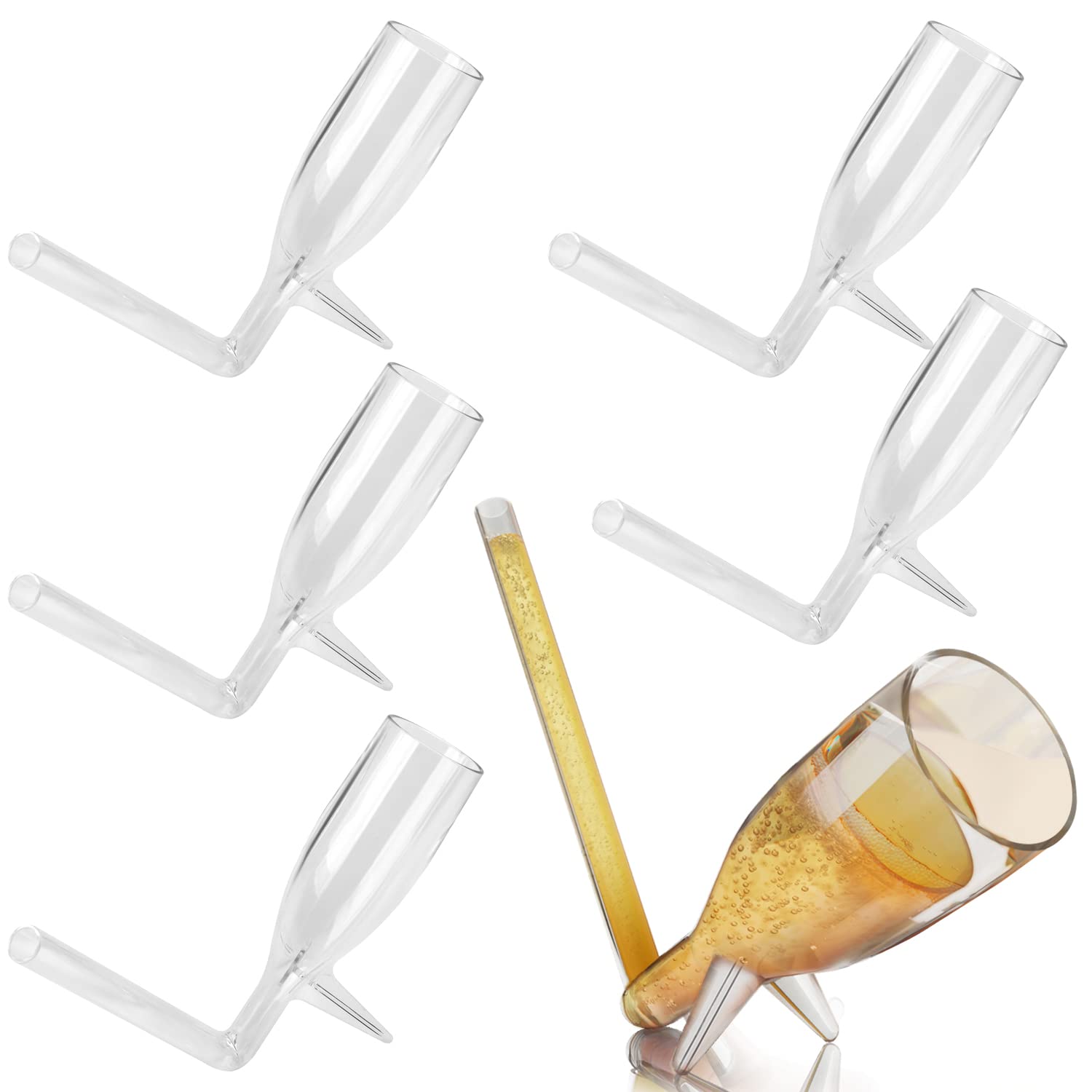 IMPRESA [6 Pack] Champagne Shooter Plastic Glass Set - Champagne Glasses with Stands - Bachelorette Party Gifts - Champagne and Prosecco Gifts for Bubbly Lovers – Reusable Champ Shooter