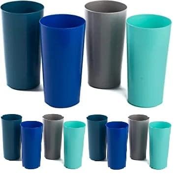 Klickpick Home 28 Ounce - 12 Piece Premium Quality Plastic Beverage Tumblers Reusable Cups Dishwasher Safe BPAFree In 4 Coastal Colours