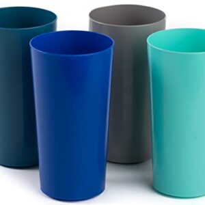 Klickpick Home 28 Ounce - 12 Piece Premium Quality Plastic Beverage Tumblers Reusable Cups Dishwasher Safe BPAFree In 4 Coastal Colours