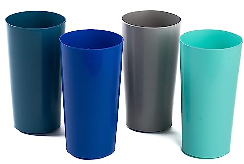 Klickpick Home 28 Ounce - 12 Piece Premium Quality Plastic Beverage Tumblers Reusable Cups Dishwasher Safe BPAFree In 4 Coastal Colours