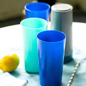 Klickpick Home 28 Ounce - 12 Piece Premium Quality Plastic Beverage Tumblers Reusable Cups Dishwasher Safe BPAFree In 4 Coastal Colours