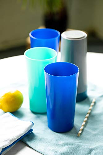 Klickpick Home 28 Ounce - 12 Piece Premium Quality Plastic Beverage Tumblers Reusable Cups Dishwasher Safe BPAFree In 4 Coastal Colours