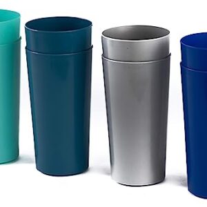 Klickpick Home 28 Ounce - 12 Piece Premium Quality Plastic Beverage Tumblers Reusable Cups Dishwasher Safe BPAFree In 4 Coastal Colours