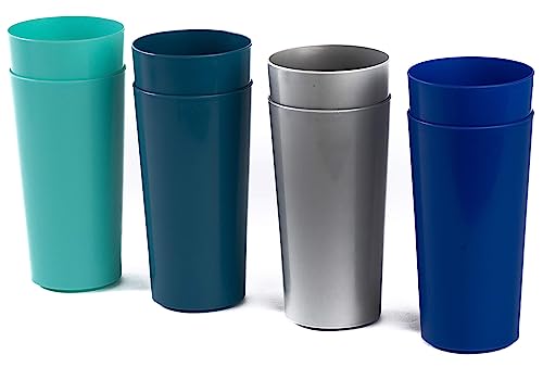 Klickpick Home 28 Ounce - 12 Piece Premium Quality Plastic Beverage Tumblers Reusable Cups Dishwasher Safe BPAFree In 4 Coastal Colours