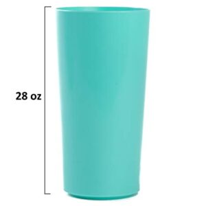 Klickpick Home 28 Ounce - 12 Piece Premium Quality Plastic Beverage Tumblers Reusable Cups Dishwasher Safe BPAFree In 4 Coastal Colours