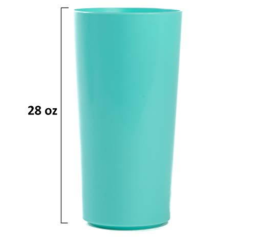 Klickpick Home 28 Ounce - 12 Piece Premium Quality Plastic Beverage Tumblers Reusable Cups Dishwasher Safe BPAFree In 4 Coastal Colours