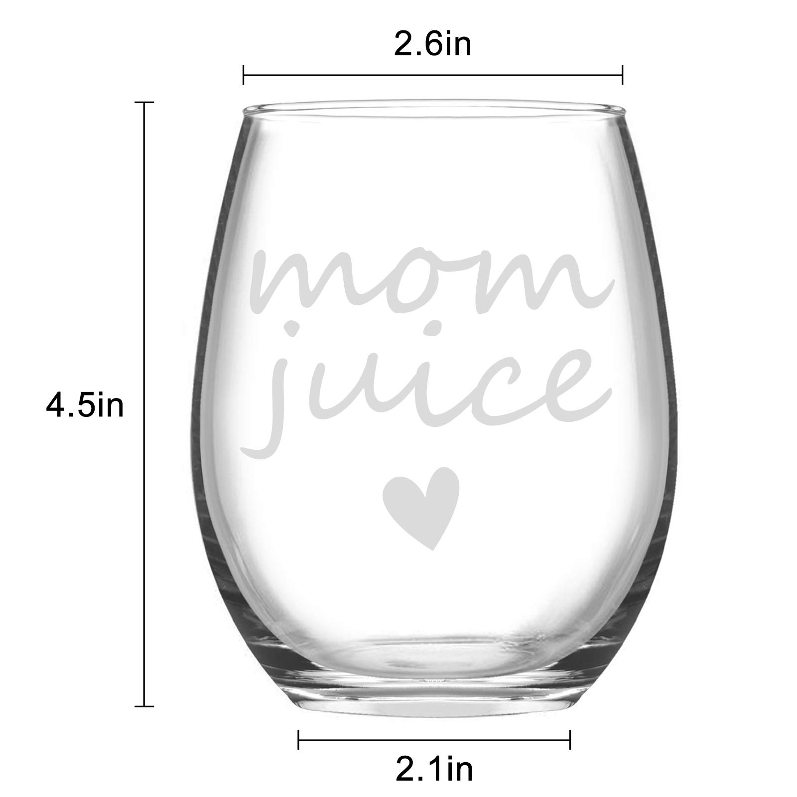 Mom Juice Stemless Wine Glass, Mom Gifts for Mom New Mom Women Wife Mom to Be Friends Birthday Christmas Mother's Day Valentine’s Day from Daughter Son, Funny 15Oz Mom Wine Glass