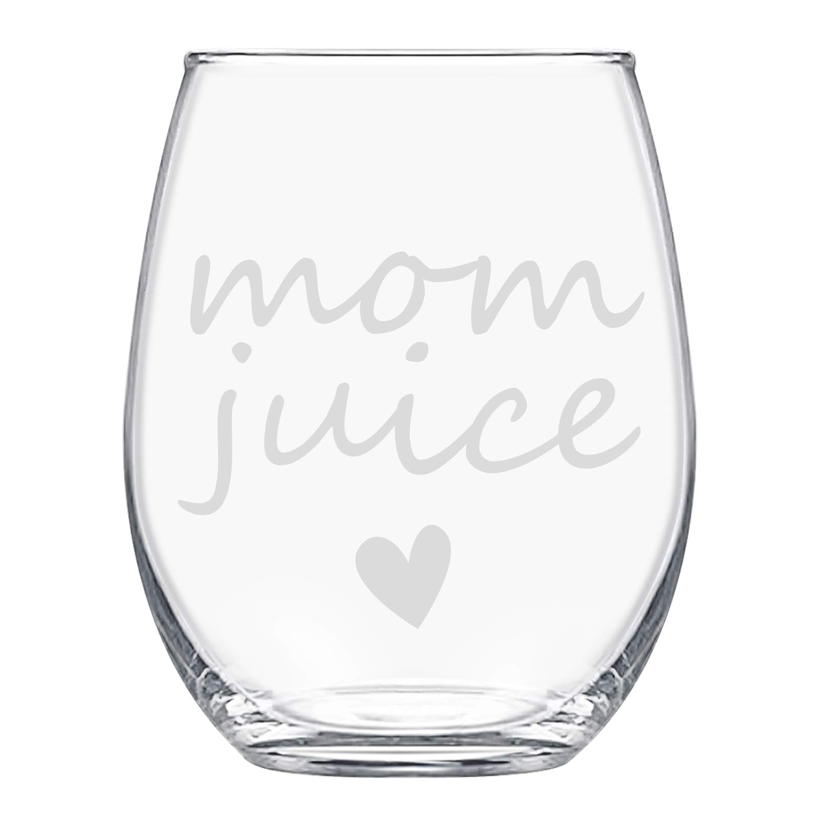 Mom Juice Stemless Wine Glass, Mom Gifts for Mom New Mom Women Wife Mom to Be Friends Birthday Christmas Mother's Day Valentine’s Day from Daughter Son, Funny 15Oz Mom Wine Glass