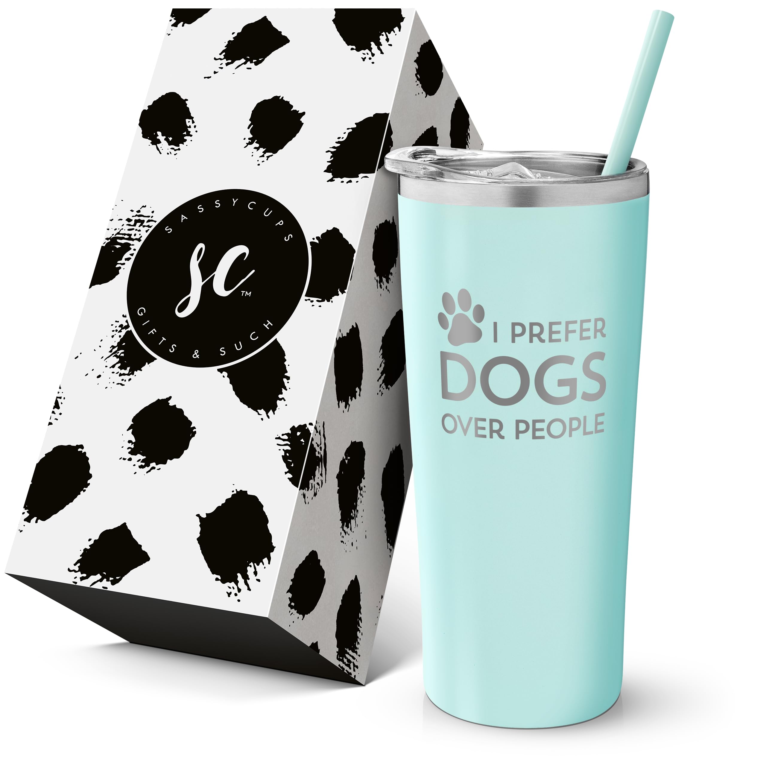 Dogs Over People Travel Tumbler - Personalized Vacuum Insulated Stainless Steel Dog Lover Travel Tumbler with Lid and Straw - Gifts for Dog Lover - Funny Dog Tumbler - Dog Mom - Dog Owner - Travel Mug