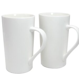 Momugs 20 OZ Simple Pure White Mug (Set of 2) Plain Large Tall White Ceramic Milk Tea Coffee Mug with Handle as A Gift for Dad Mom Friends, 2pcs