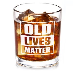 nickane whiskey glass 11oz - old fashioned glass | old lives matter whisky glass set for men | christmas, birthday, father's day gifts for husband, friends, colleagues, co-woker