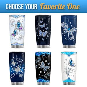 WASSMIN Personalized Butterfly Stainless Steel Vacuum Insulated Tumbler With Lid - Custom Name Tumbler 20 Oz 30 Oz Double Walled Insulated Coffee Cup for Gym Fitness Travel