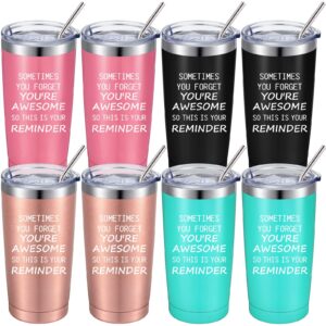 inspirational gifts for women men you're awesome tumbler cup with lid 20 oz stainless steel vacuum insulated tumbler mug christmas birthday thank you gifts (mint green, rose gold, black, pink, 8 pcs)