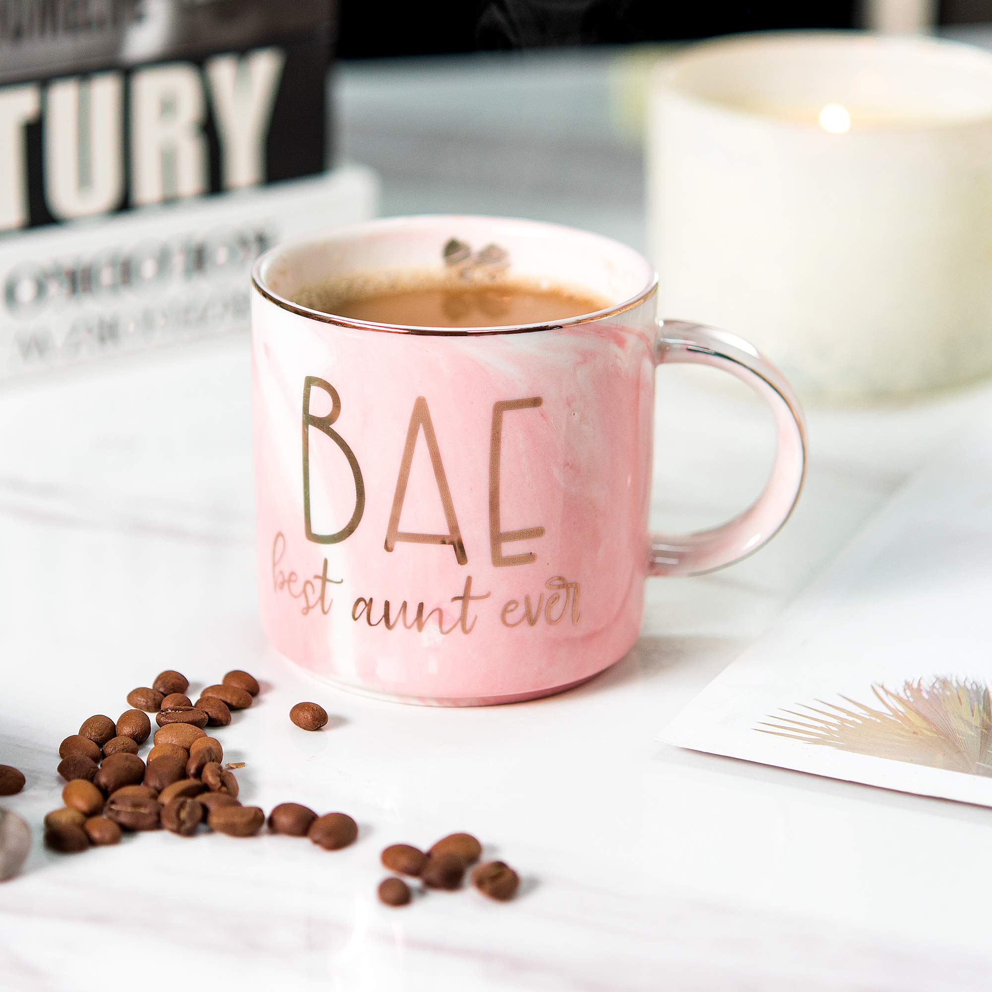 Aunt Gifts from Niece, Nephew - BAE Best Aunt Ever - Funny Gift for Aunts - Best Aunt Ever Gifts for Birthday, Christmas - Great Auntie Gifts - Cute Favorite Aunt Mug, Ceramic 11.5oz Coffee Cup